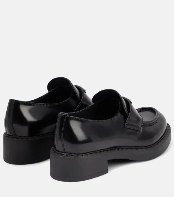 Prada Platform Leather Loafers - Black