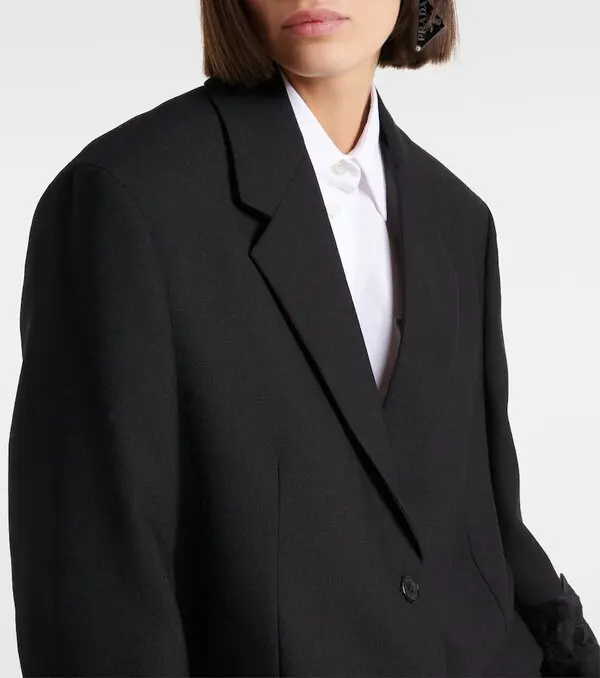 Prada Feather-trimmed Wool Blazer