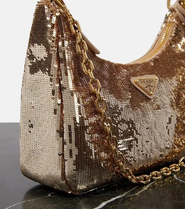 Prada Sequined Re-nylon Shoulder Bag