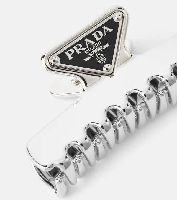 Prada Logo Hair Clip - Silver