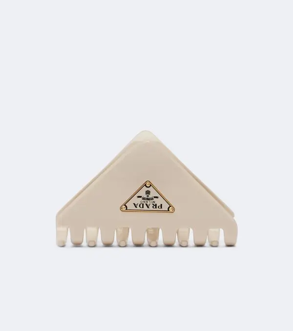 Prada Logo Hair Clip - White