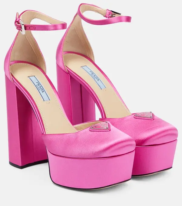 Prada Satin Platform Pumps - Pink