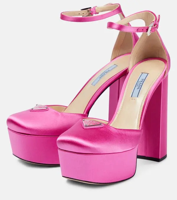 Prada Satin Platform Pumps - Pink
