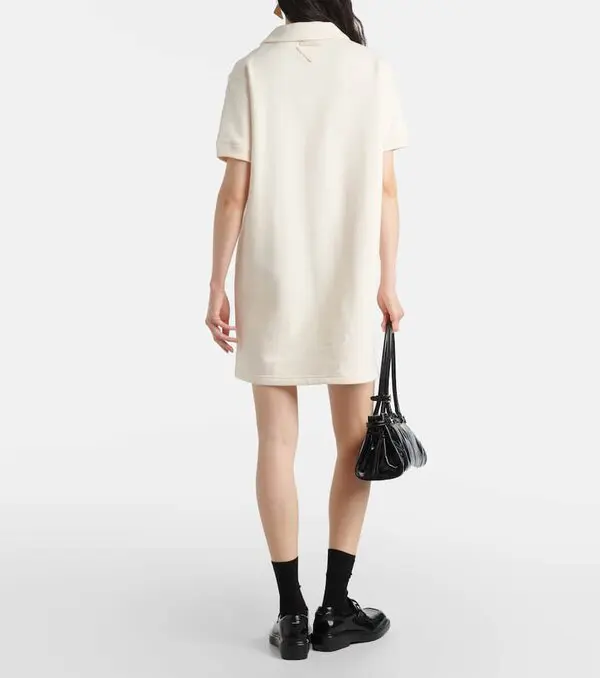 Prada Logo Cotton Fleece Polo Dress