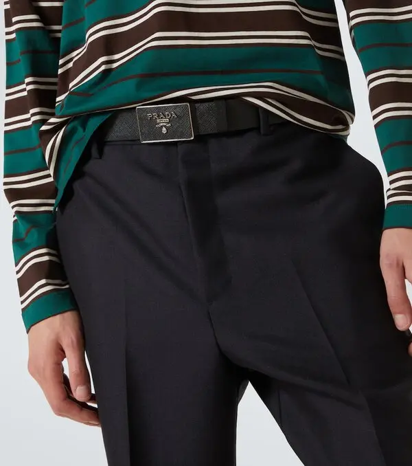 Prada Saffiano Leather Belt With Logo
