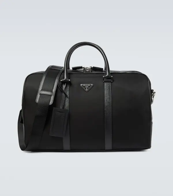 Prada Re-nylon And Saffiano Leather Duffle Bag - Black