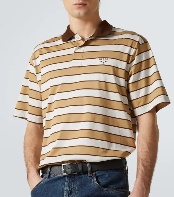 Prada Striped Cotton Polo Shirt
