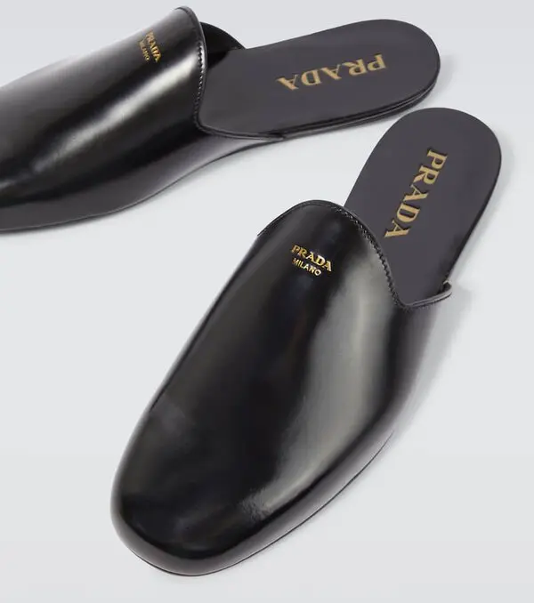 Prada Brushed Leather Mules