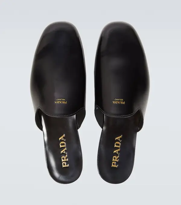 Prada Brushed Leather Mules