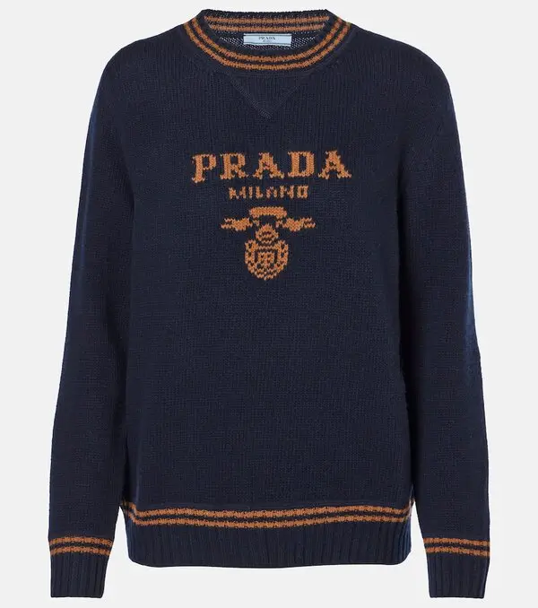 Prada Logo Wool And Cashmere Sweater