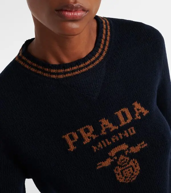 Prada Logo Wool And Cashmere Sweater