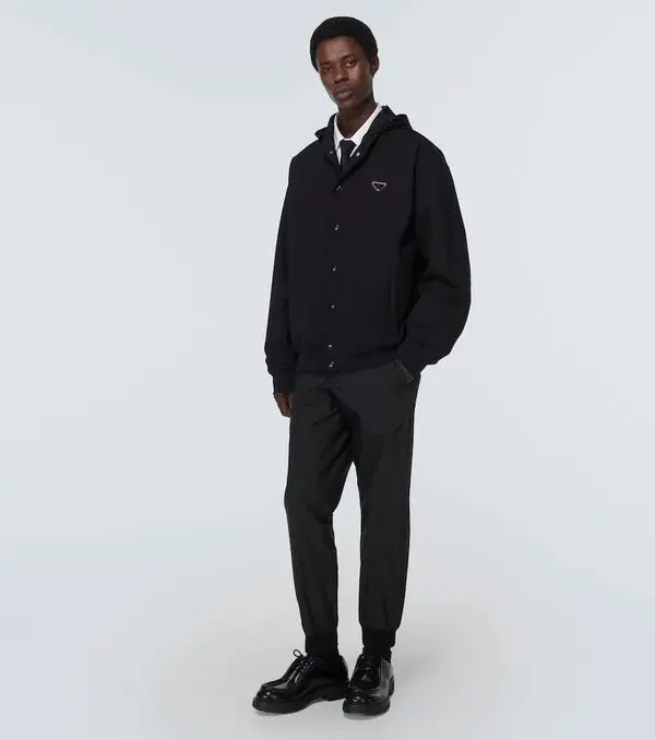 Prada Hooded Logo Bomber Jacket