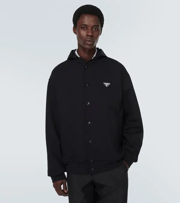 Prada Hooded Logo Bomber Jacket
