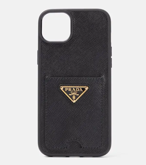 Prada Iphone 14 Max Leather Case - Black