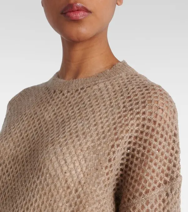 Brunello Cucinelli Belted Knitted Midi Dress - Brown