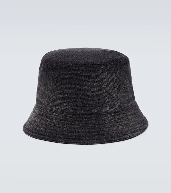 Prada Logo Plaque Denim Bucket Hat