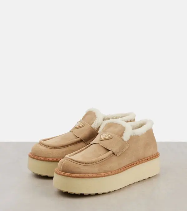 Prada Evolve Suede Platform Loafers