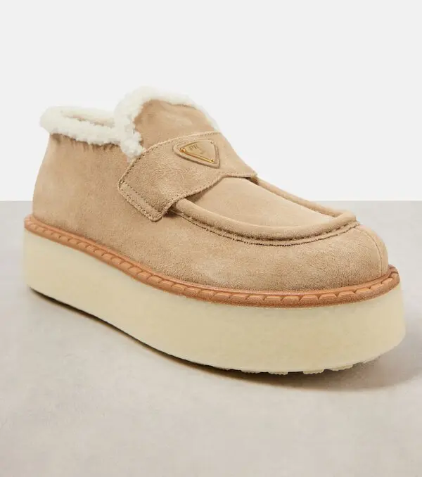 Prada Evolve Suede Platform Loafers
