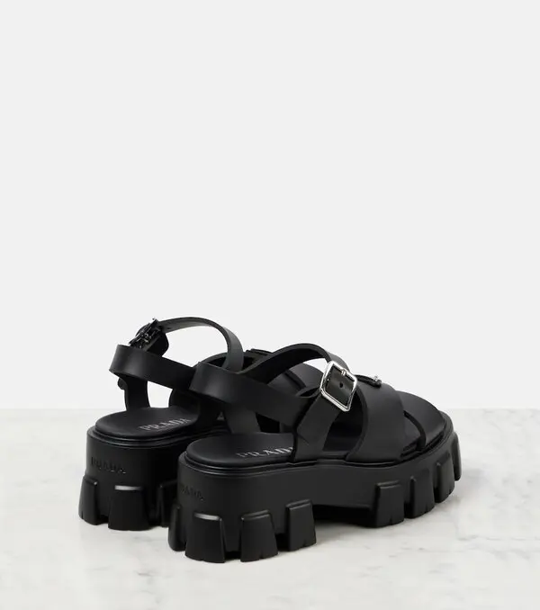 Prada Monolith Platform Sandals - Black