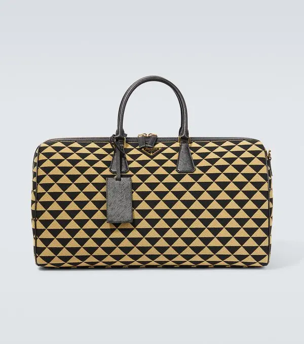 Prada Symbole Large Jacquard Travel Bag - Black