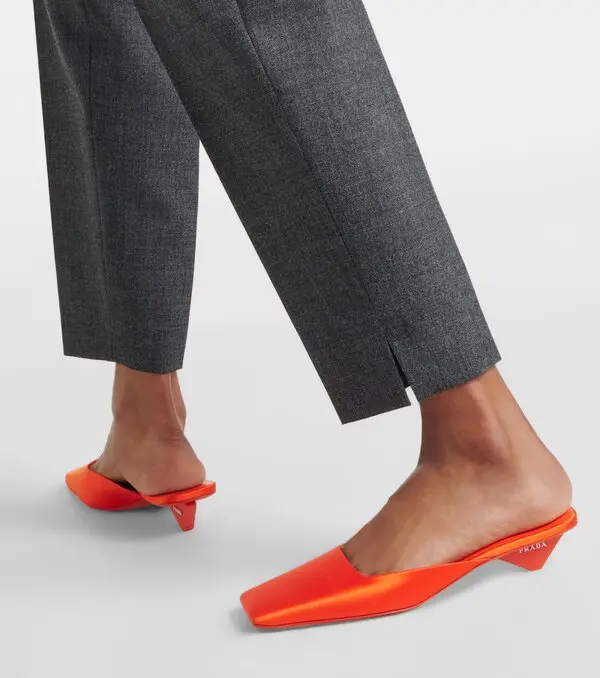 Prada Satin Mules In Orange - 60% Off | Editorialist