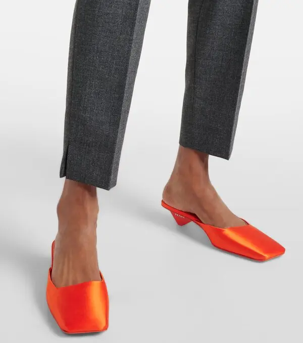 Prada Satin Mules In Orange - 60% Off | Editorialist