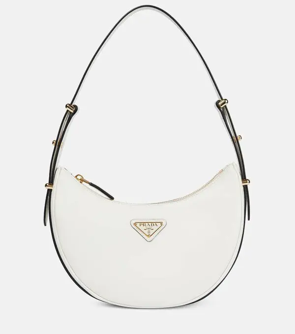 Prada Arqué Leather Shoulder Bag - White