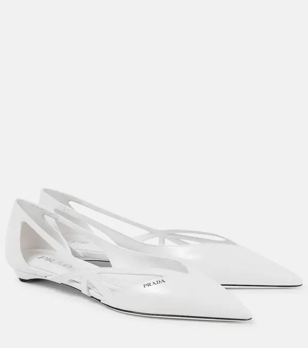 Prada Leather Ballerinas - White