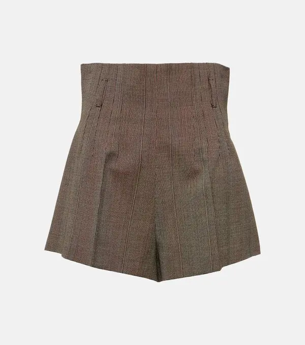 Prada Pinstripe High-rise Wool Shorts - Brown