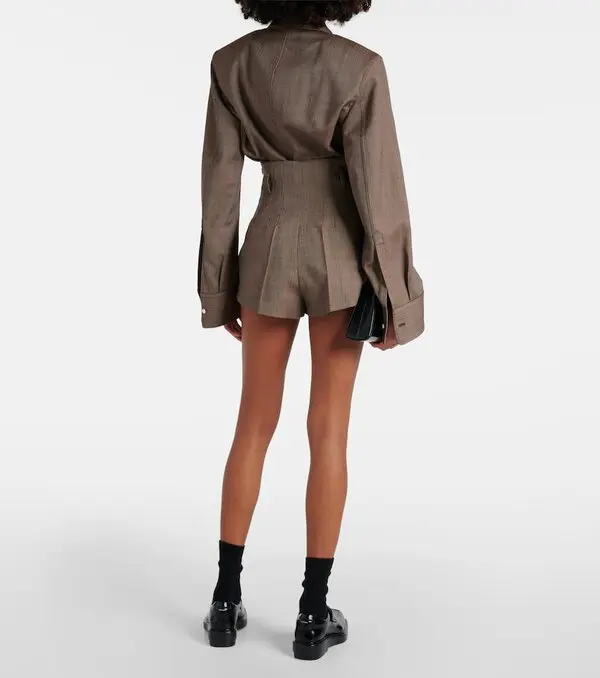 Prada Pinstripe High-rise Wool Shorts - Brown