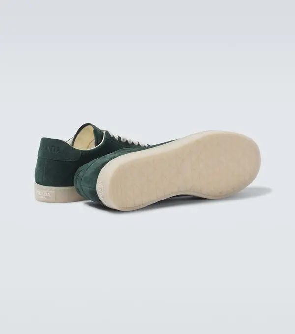 Prada Lane Logo Suede Sneakers - Green