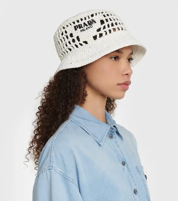 Prada Raffia-effect Bucket Hat