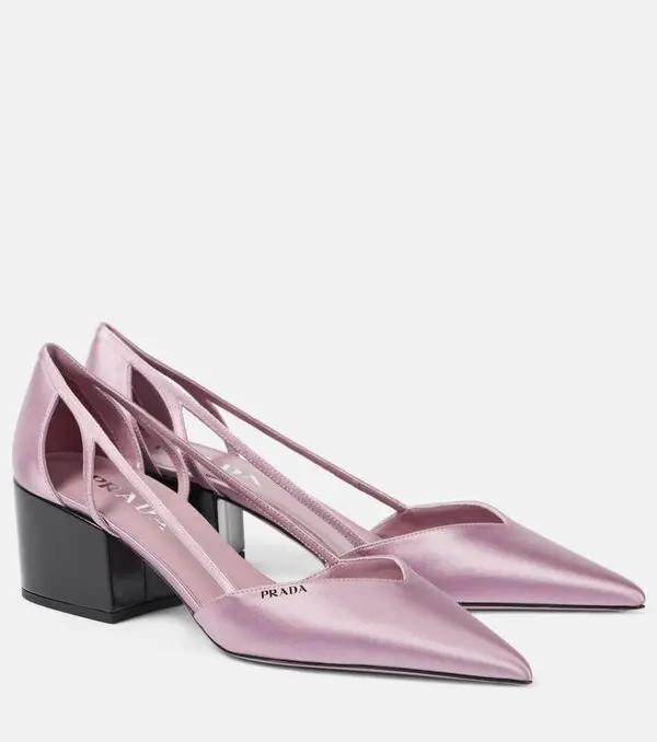 Prada Cutout Satin Pumps