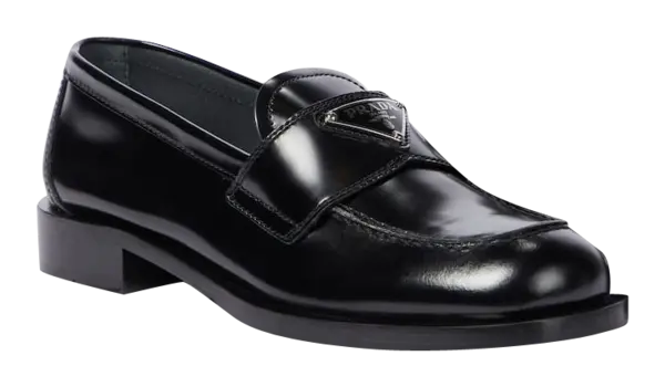 Prada Logo Leather Loafers