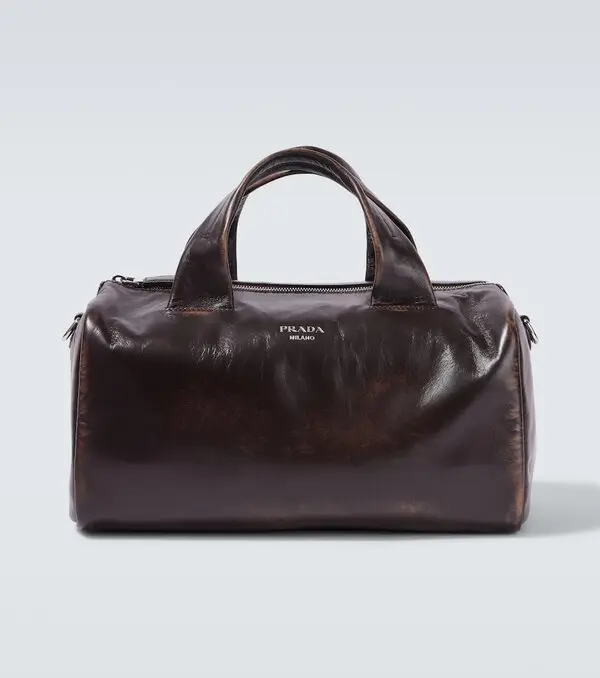 Prada Small Leather Duffle Bag - Brown