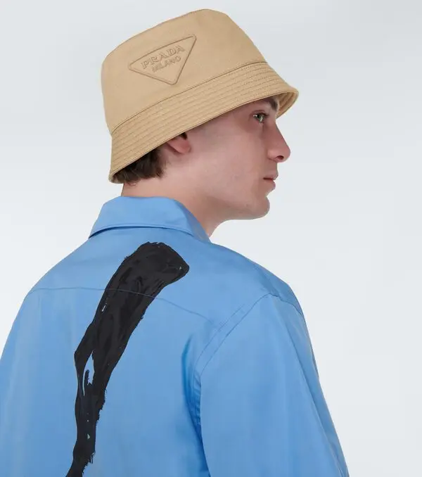 Prada Logo Bucket Hat - Beige