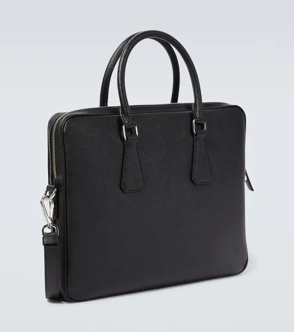 Prada Saffiano Leather Briefcase - Black | Editorialist