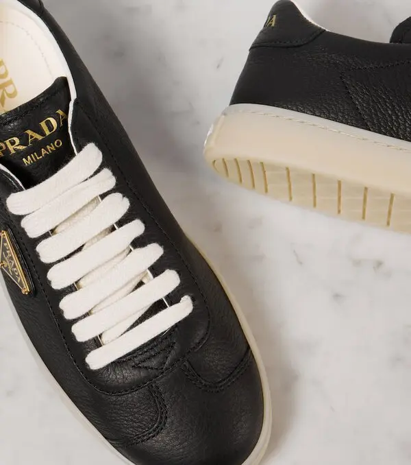 Prada Logo Leather Sneakers