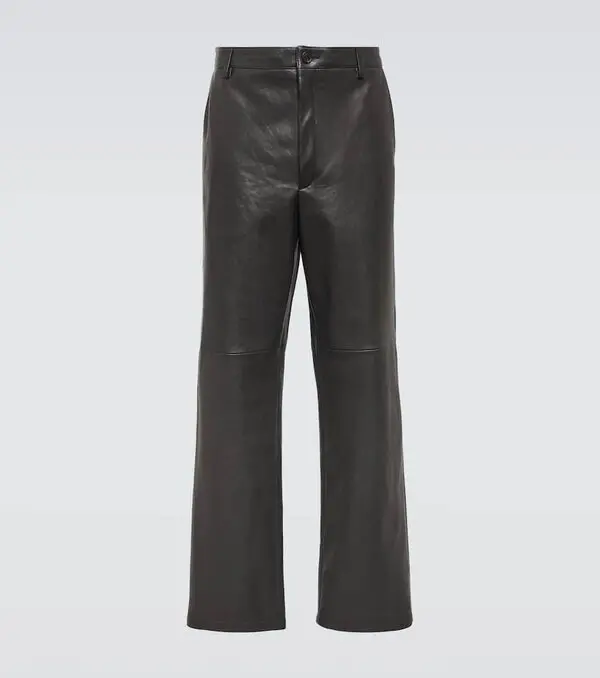 Prada Leather Straight-leg Trousers