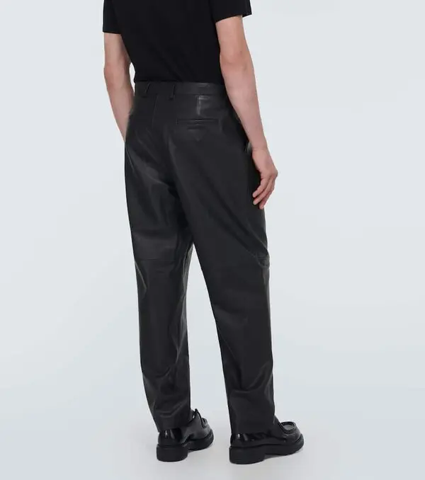 Prada Leather Straight-leg Trousers