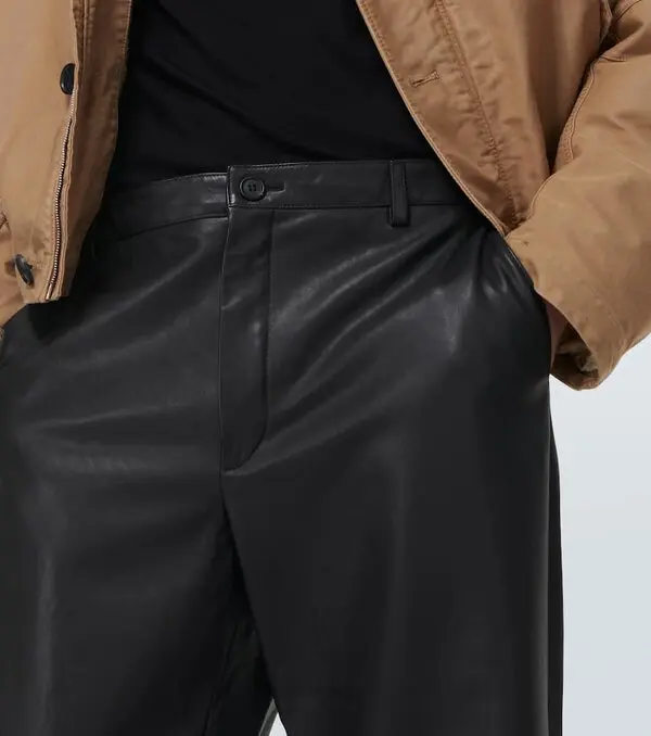 Prada Leather Straight-leg Trousers