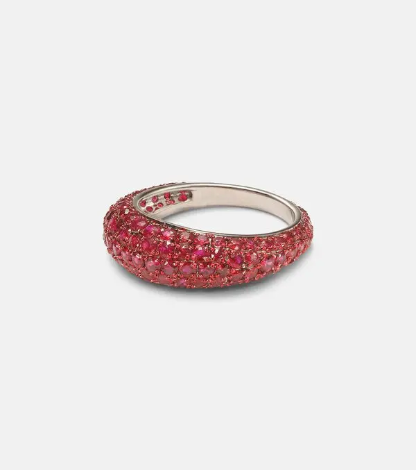 KAMYEN Disco 18kt White Gold Ring With Rubies - Silver