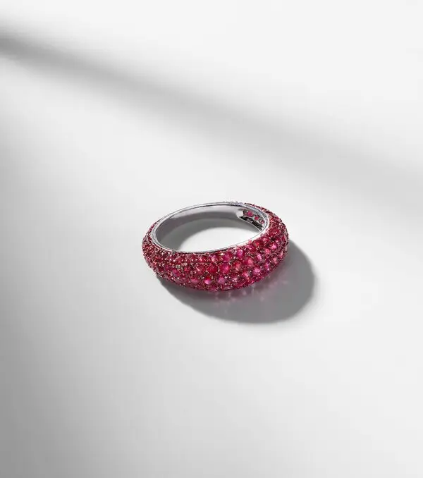KAMYEN Disco 18kt White Gold Ring With Rubies