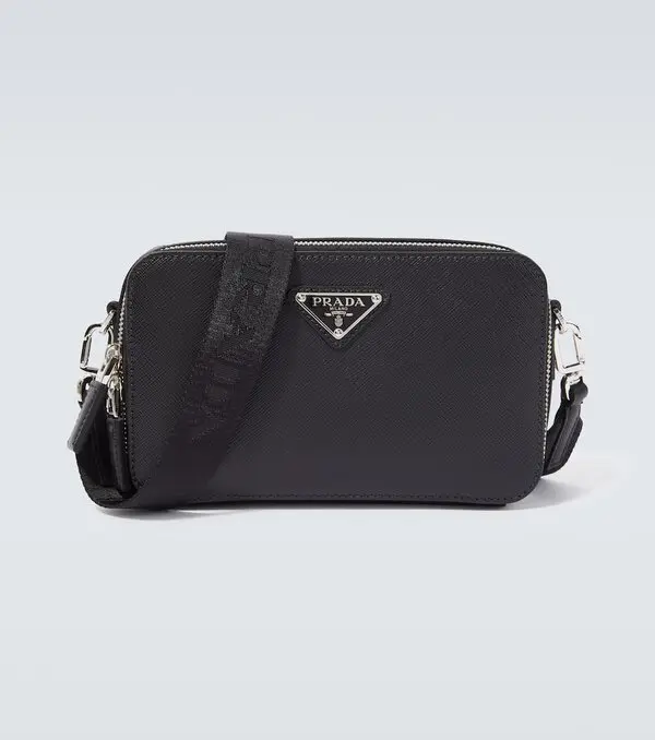 Prada Brique Leather Crossbody Bag - Black