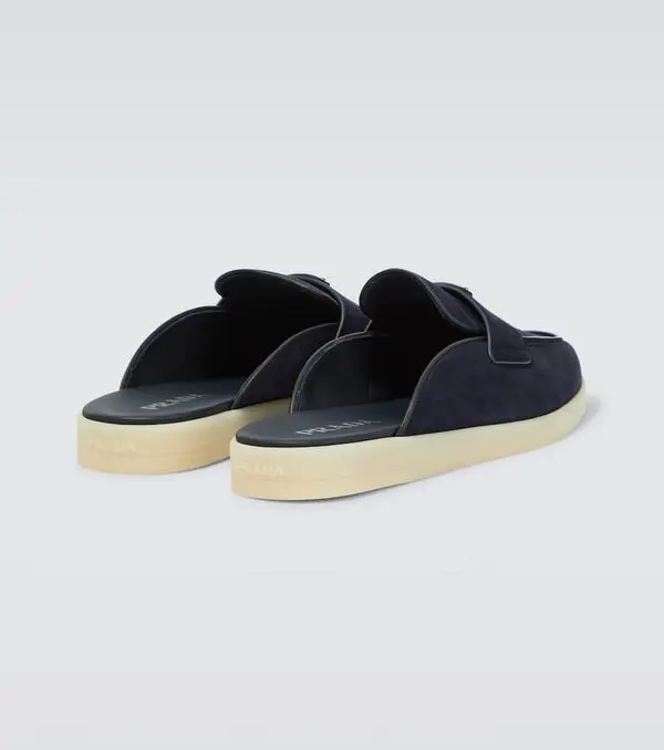Prada Logo Suede Slippers