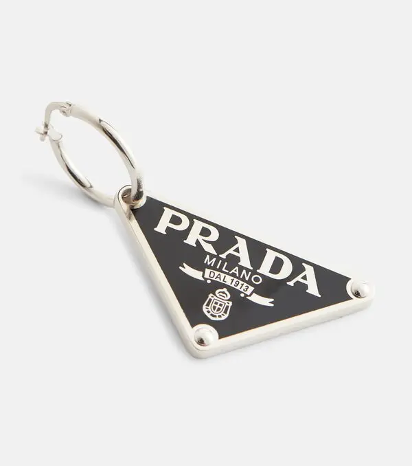 Prada Logo Hoop Earring - Black