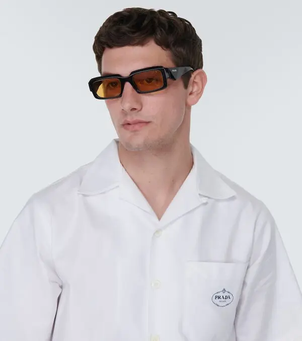Prada Symbole Rectangular Sunglasses - Black