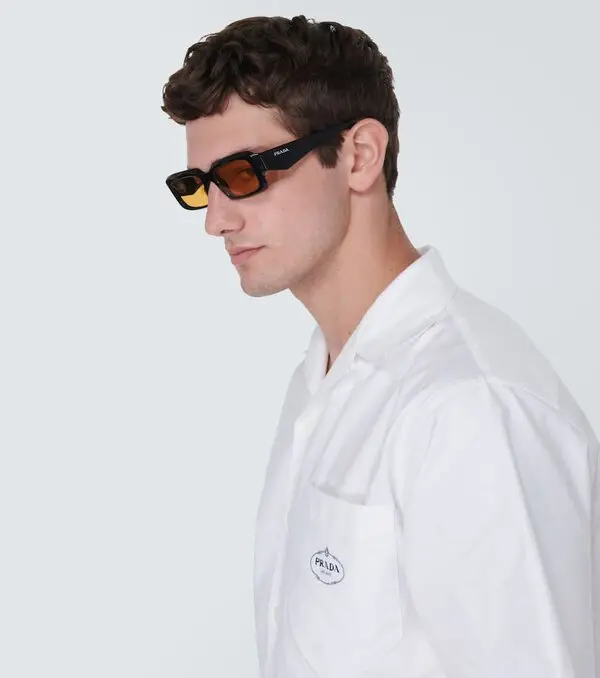 Prada Symbole Rectangular Sunglasses - Black