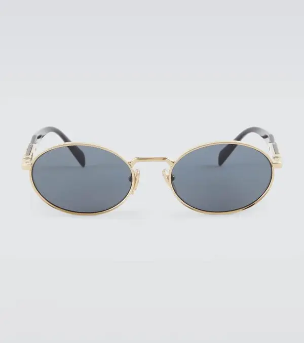 Prada Logo Oval Sunglasses - Gold