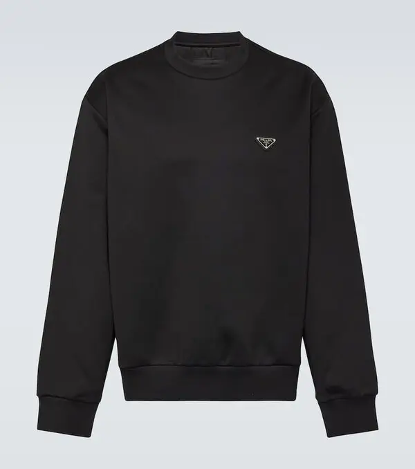 Prada Logo Cotton-blend Sweatshirt - Black
